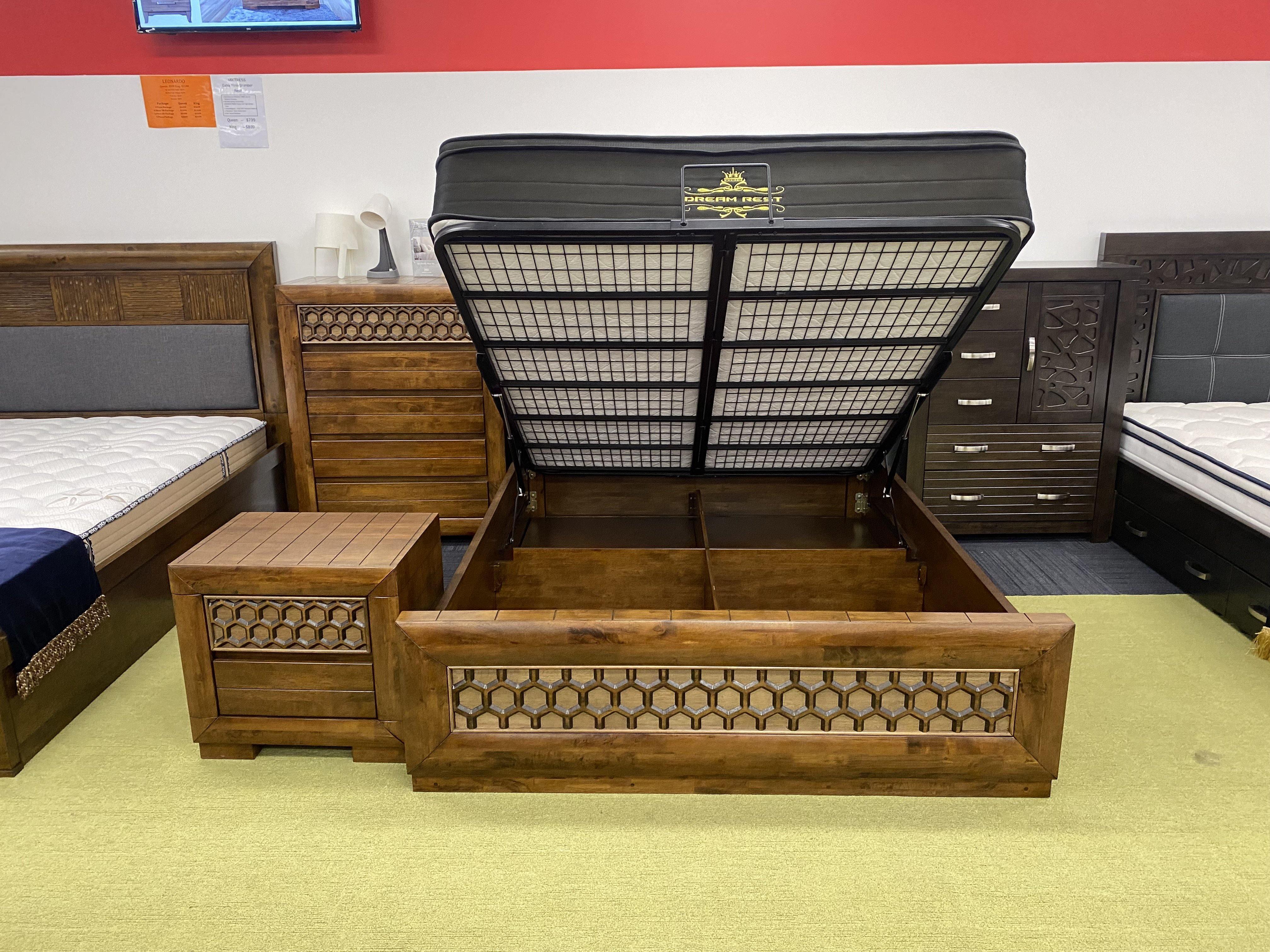 Gas lift wooden bed frame store
